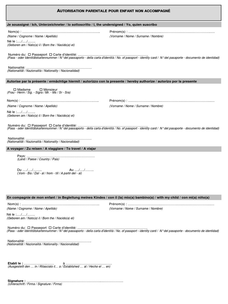 Formulaire Autorisation Parentale | PDF