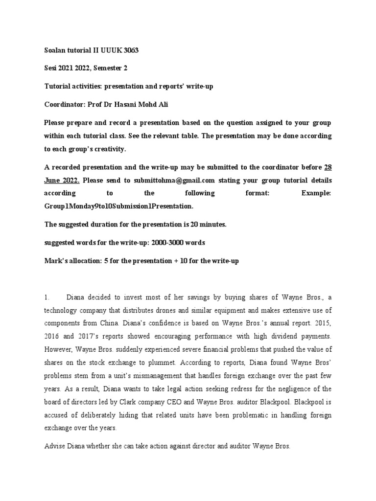 Tutorial Company Law | PDF | Liquidation | Insolvency