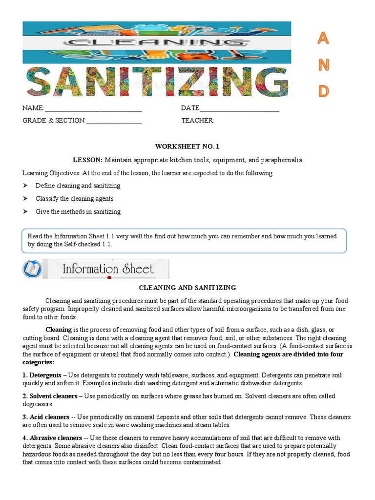Worksheet#1 | PDF | Disinfectant | Physical Sciences