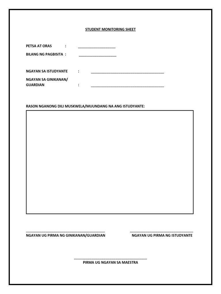 Student Monitoring Sheet | PDF