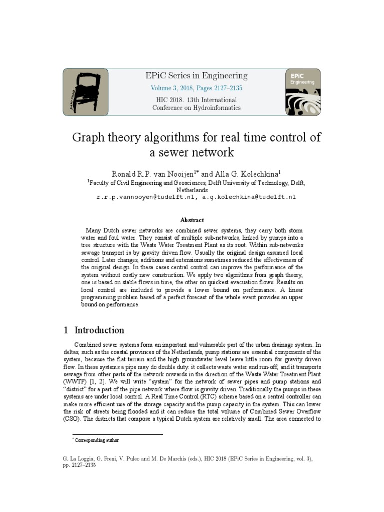 Graph Theory Algorithms For Real Time Control of A Sewer Network | PDF ... Graph Theory Algorithms For Real Time Control of A Sewer Network | PDF ...