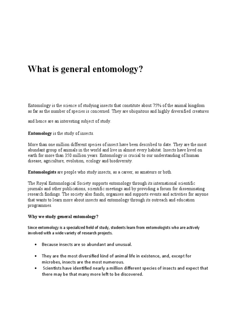 What Is General Entomology | PDF | Entomology | Insects
