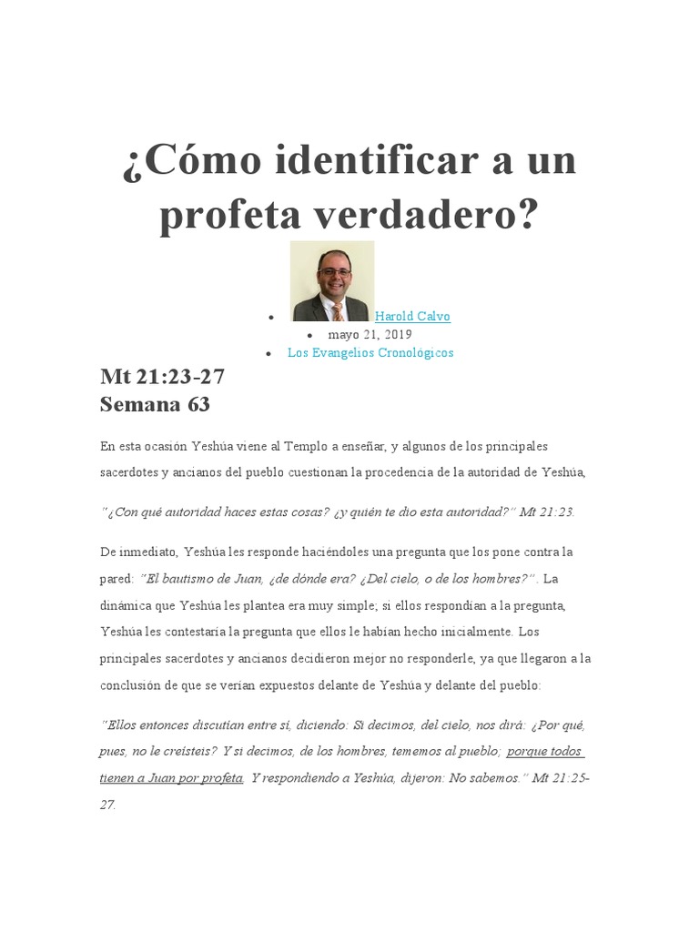Cómo reconocer a un profeta verdadero | PDF | Jesús | Sacerdote