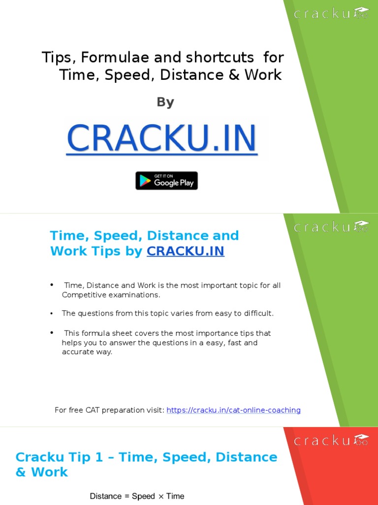 TSD & Work Questions+Notes | PDF | Speed