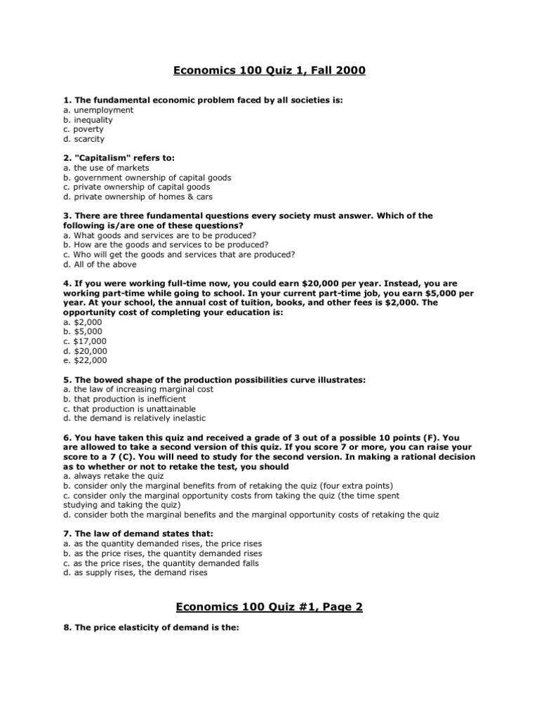 Basic Economics MCQs | PDF