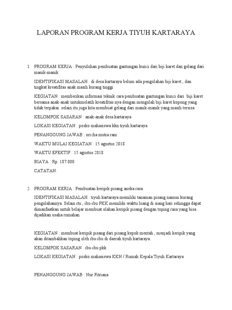 Contoh Program KKN | PDF