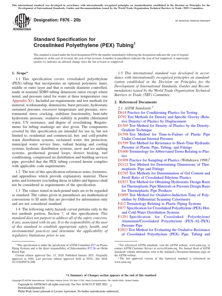 Astm F876 | PDF | Pipe (Fluid Conveyance) | Polyethylene