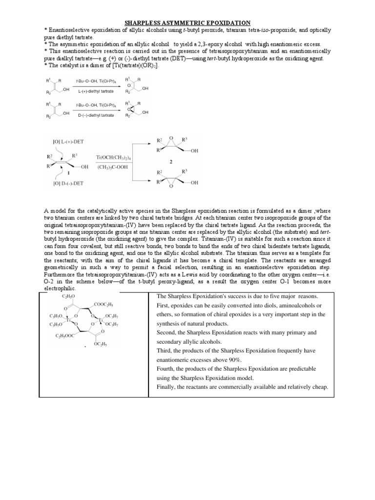 Sharpless Asymmetric Epoxidation Overview | PDF | Organic Chemistry ...