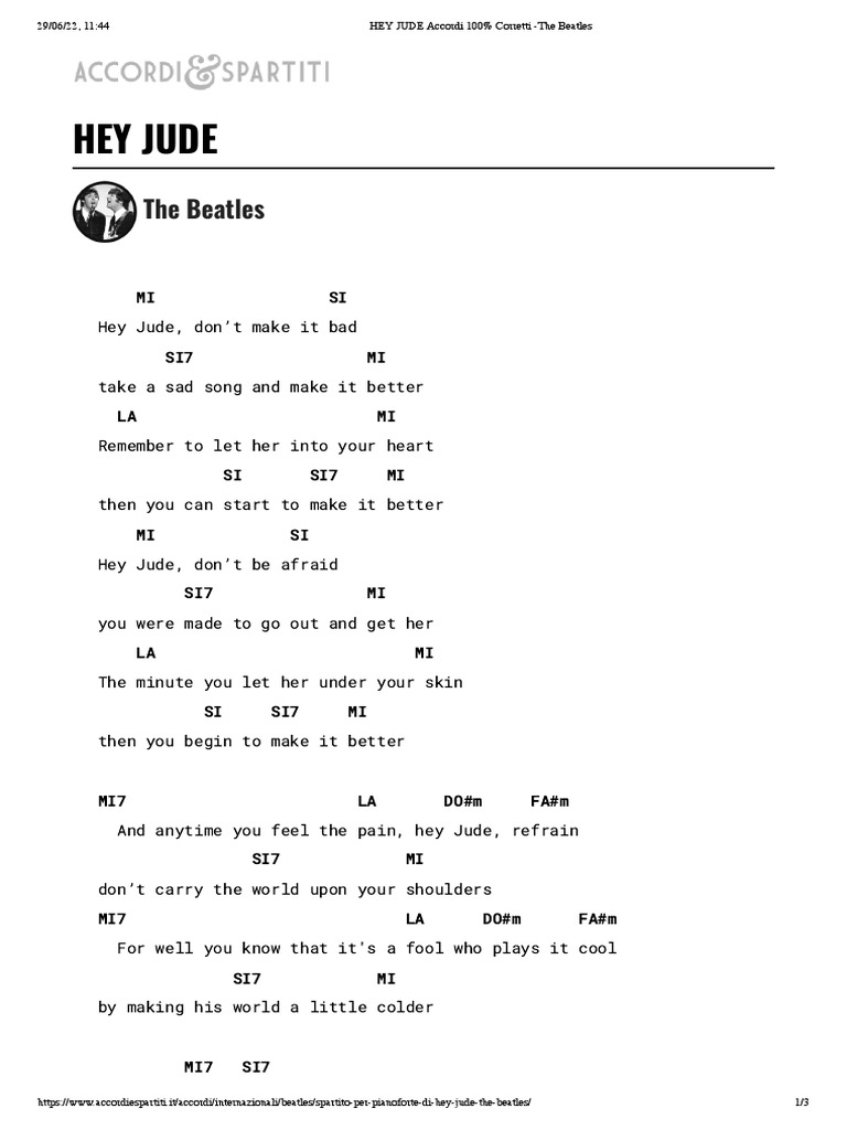 The Beatles - Hey Jude chords | PDF