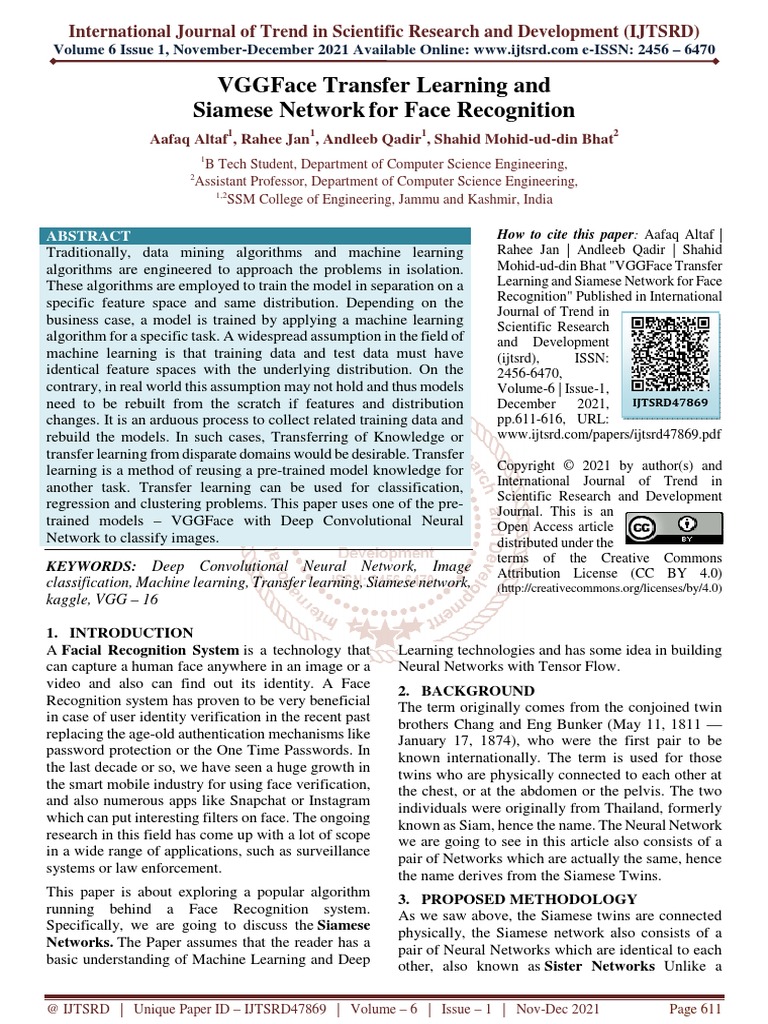 VGGFace Transfer Learning and Siamese Network For Face Recognition ...