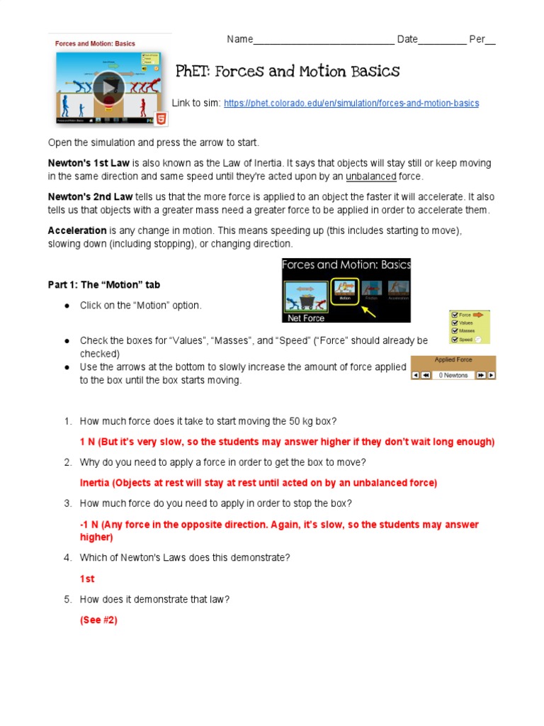 Understanding Newton's Laws of Motion through PhET Simulations | PDF ...