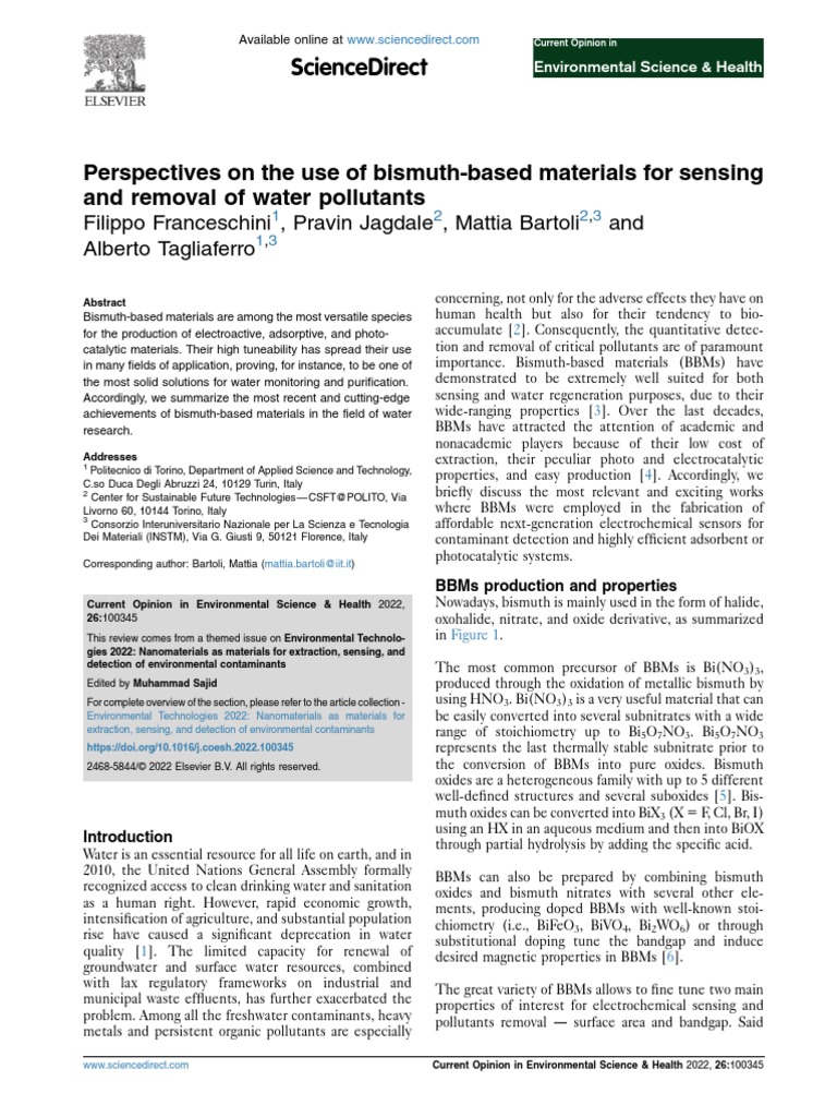Bismuth Based Materials | PDF | Adsorption | Nanoparticle