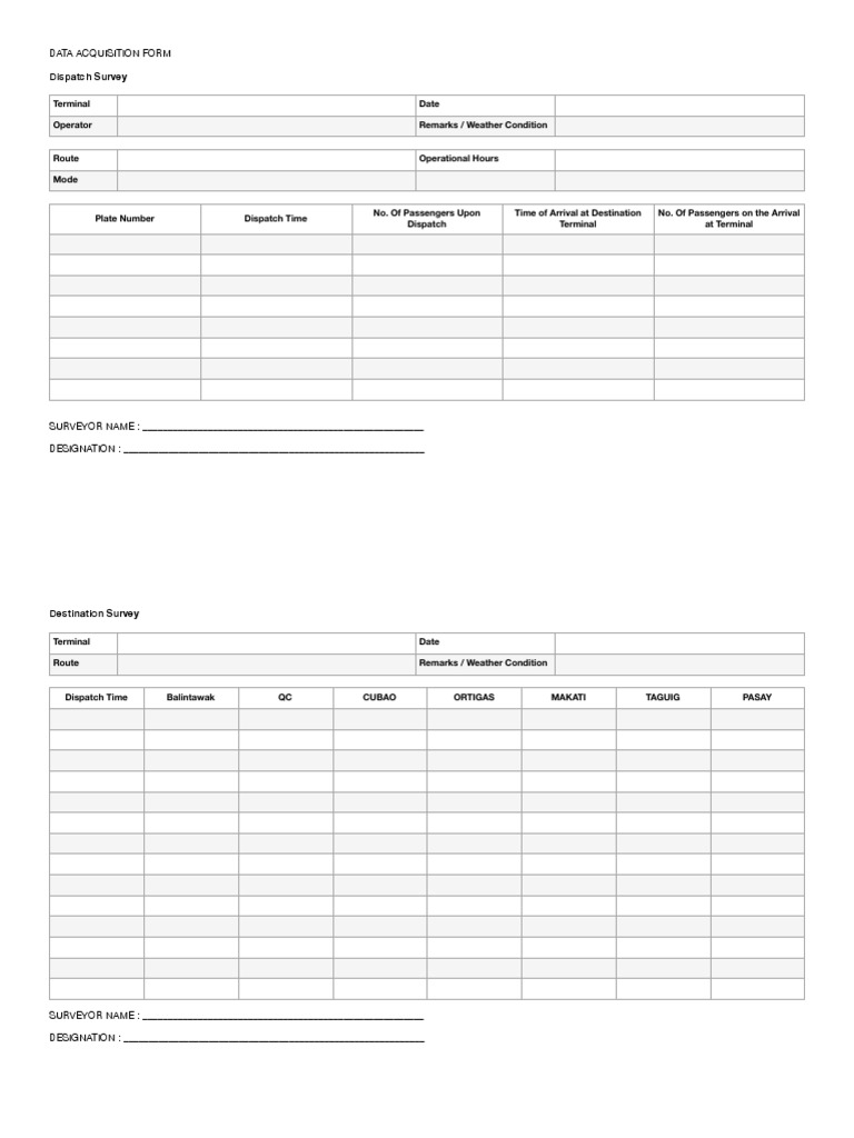 Survey Forms BTI and Operators | PDF
