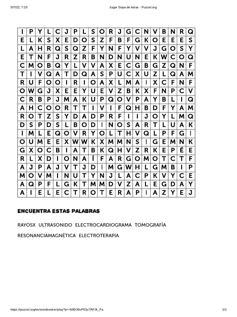 Sopa de Letras Aparatos Medicos | PDF