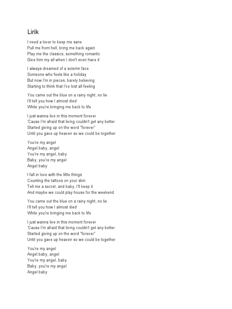 Lirik Angel Baby | PDF | Poetry