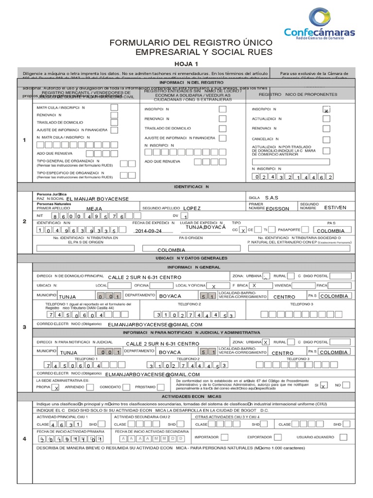 Registro Único Empresarial RUES | PDF