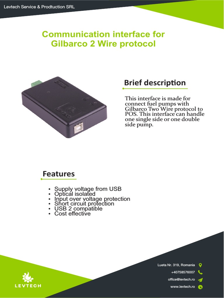 Communication Interface For Gilbarco 2 Wire Protocol: Brief Descrip On ...