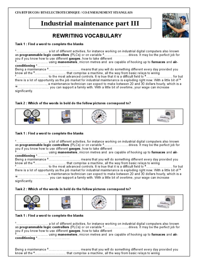 Industrial Maintenance Part III: Rewriting Vocabulary | PDF ...