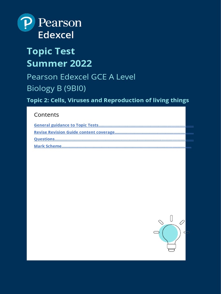 GCE Biology B Topic Test Topic 2 | PDF | Biology | Cognition