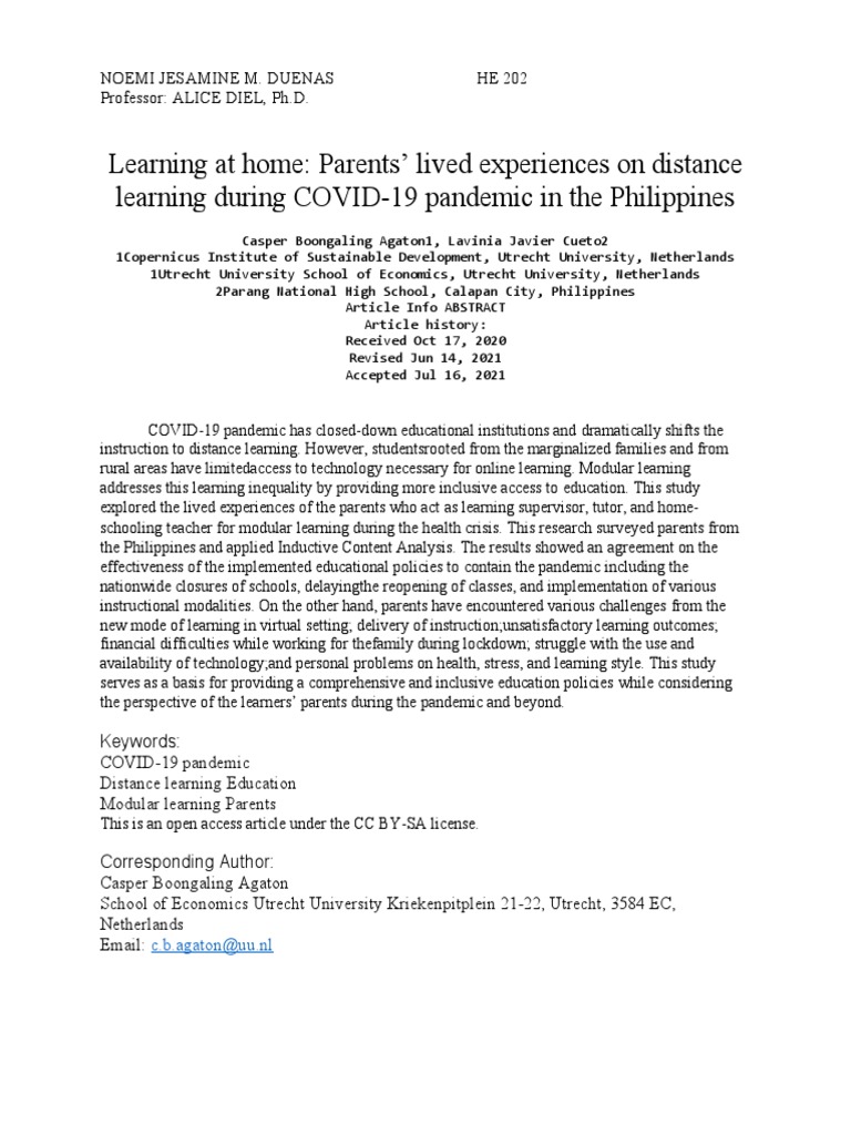 Parents' Experiences with Modular Learning | PDF | Distance Education ...