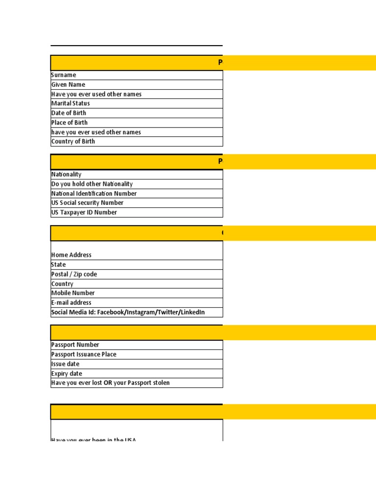 Usa Blank DS 160 Form C1D | PDF | Identity Document | Access Control