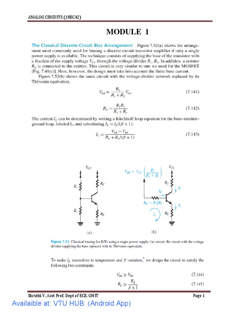 Availaible At: VTU HUB (Android App) : Analog Circuits (18ec42) | PDF ...