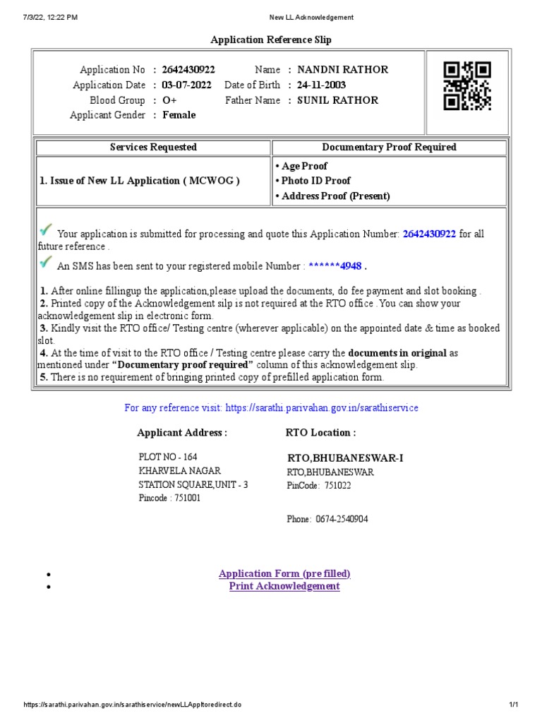 For Any Reference Visit: Https://sarathi - Parivahan.gov - In ...