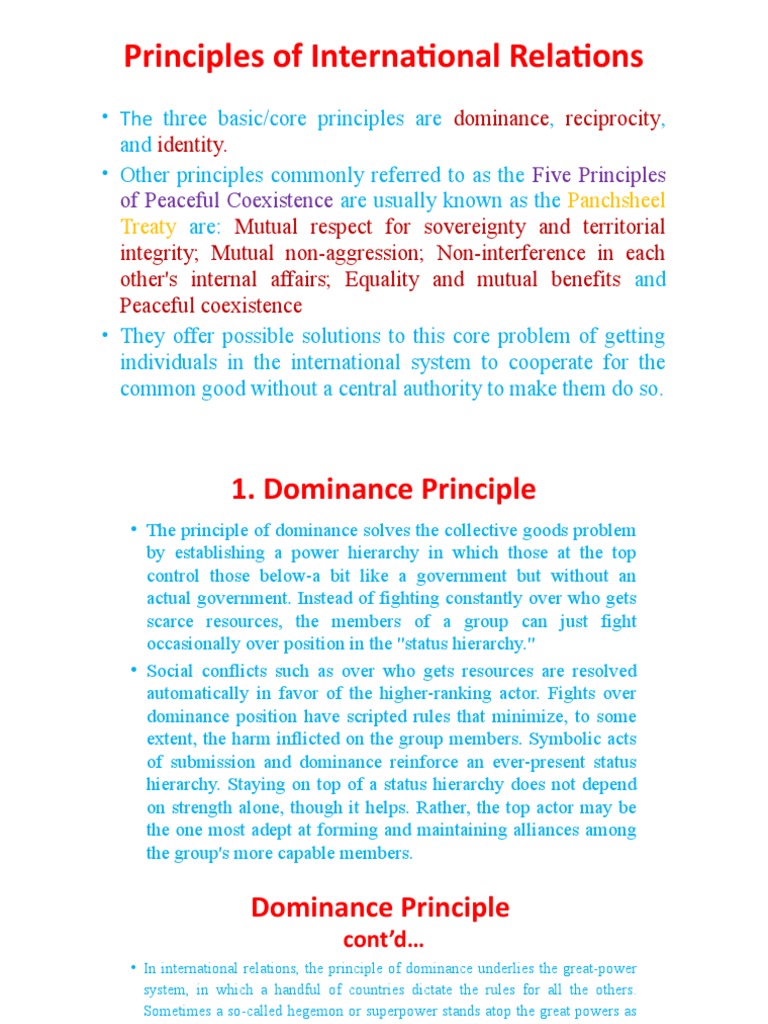 Principles of International Relations & Level of Analysis | PDF ...