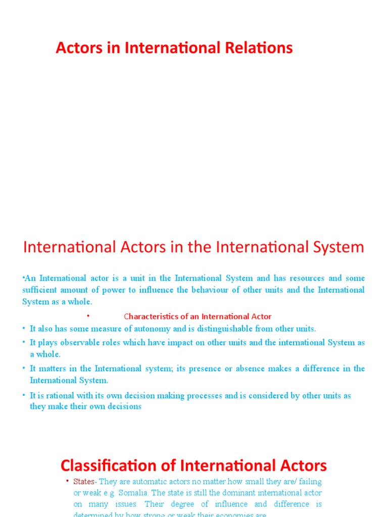 Actors in International Relations | PDF | Multinational Corporation ...