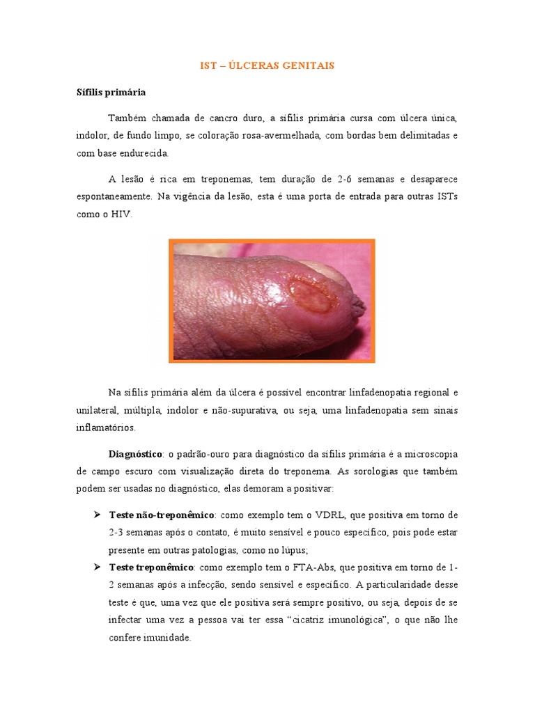 Sífilis Primária: Ist - Úlceras Genitais | PDF | Medicina Clínica ...