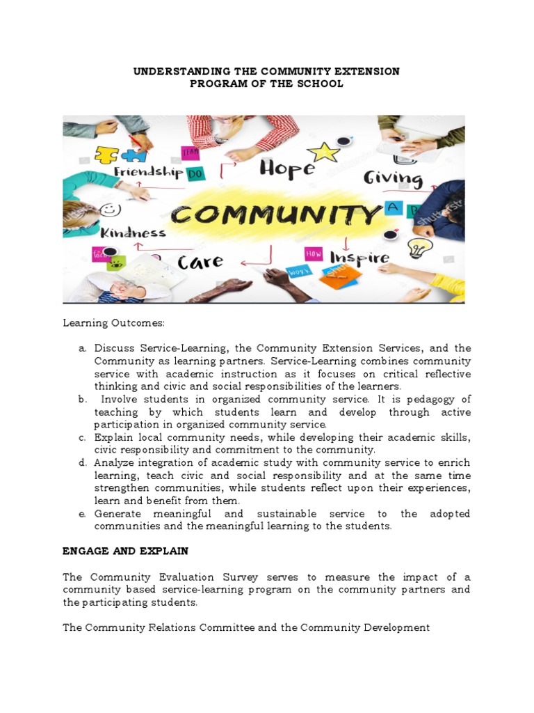 Understanding The Community Extension Program of The School | PDF ...