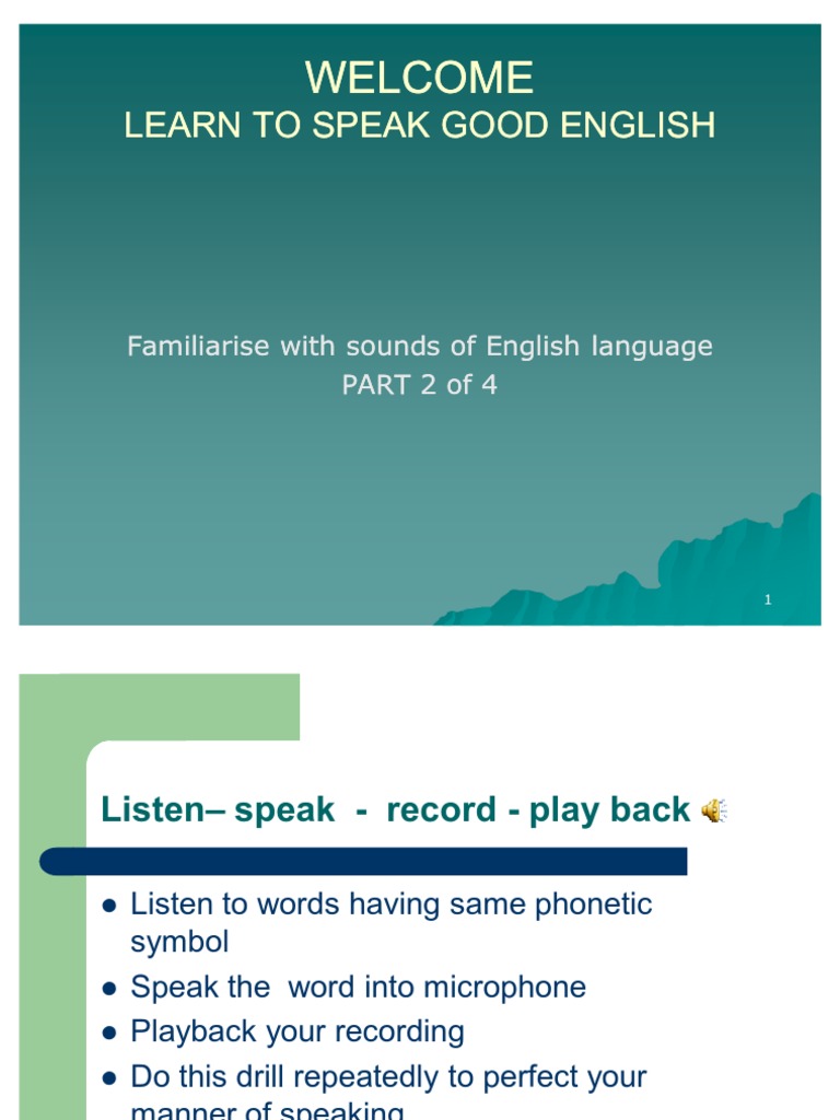 Welcome Welcome: Learn To Speak Good English Learn To Speak Good ...