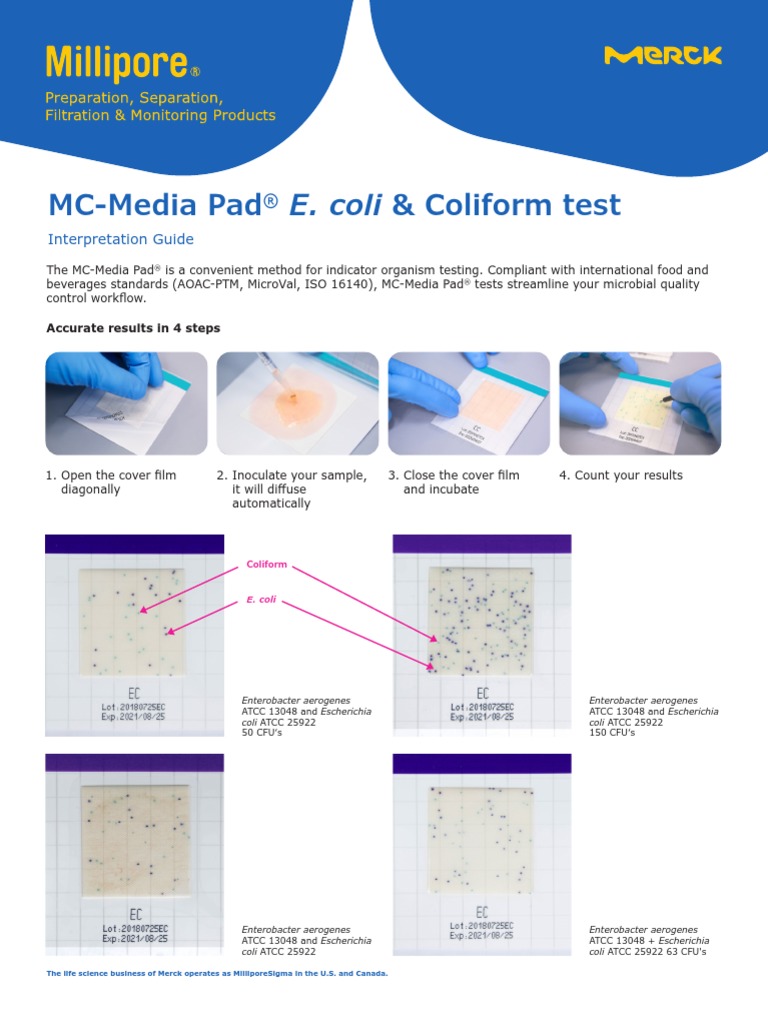 MC-Media Pad E. Coli & Coliform Test: Interpretation Guide | PDF ...
