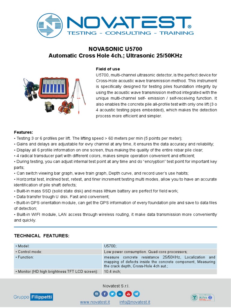 Novasonic U5700 Automatic Cross Hole 4Ch. Ultrasonic 25/50Khz | PDF ...
