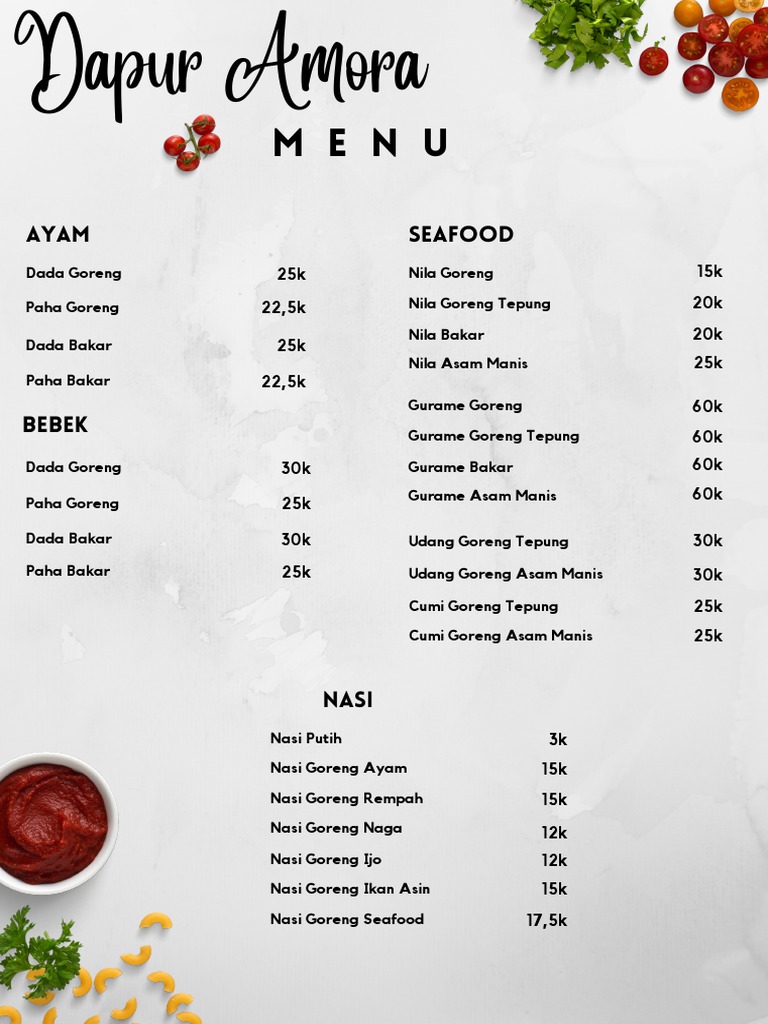 Menu Amora | PDF | Drink | Regional & Ethnic Food