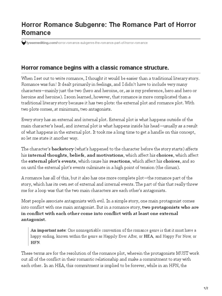 The Horror Romance Genre | PDF | Romance Novels | Horror Films