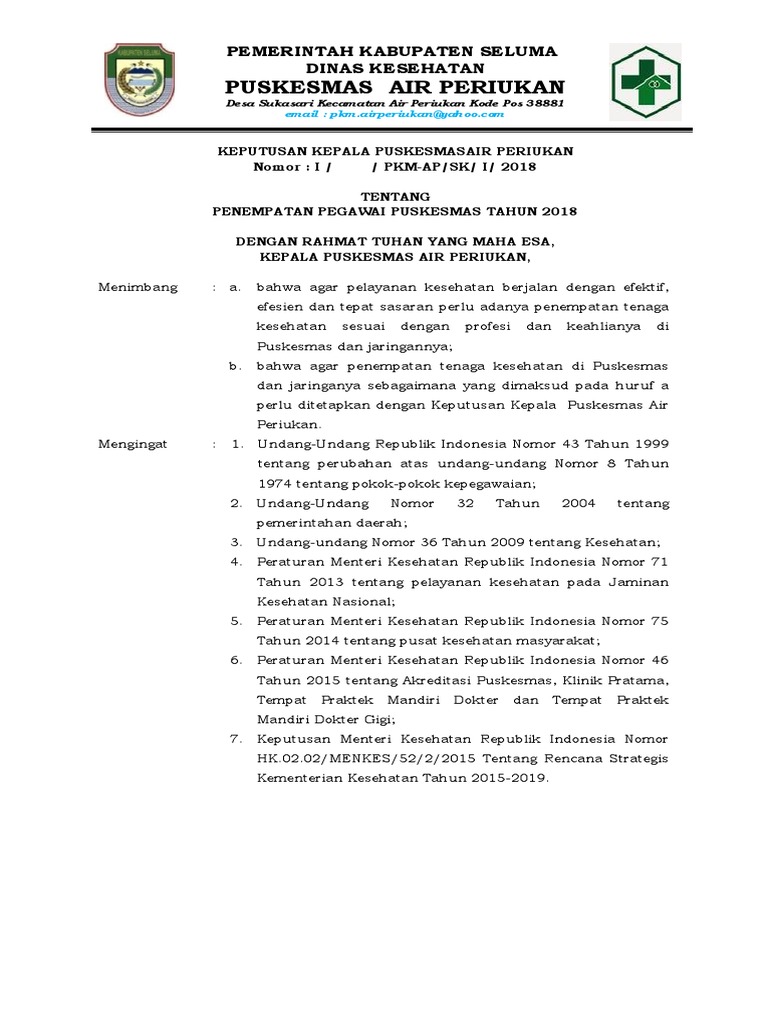 SK Penempatan Pegawai | PDF