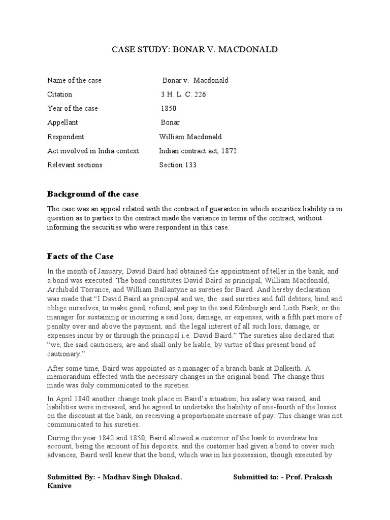 CASE STUDY | PDF | Surety | Legal Liability