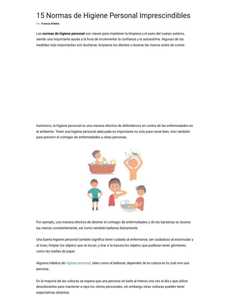 15 Normas de Higiene Personal Imprescindibles - Lifeder | PDF | Lentes ...