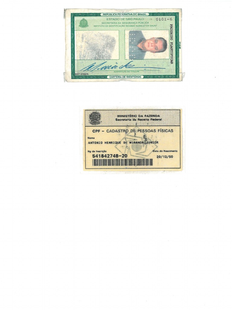 Henrique Carteira de Identidade e CPF | PDF