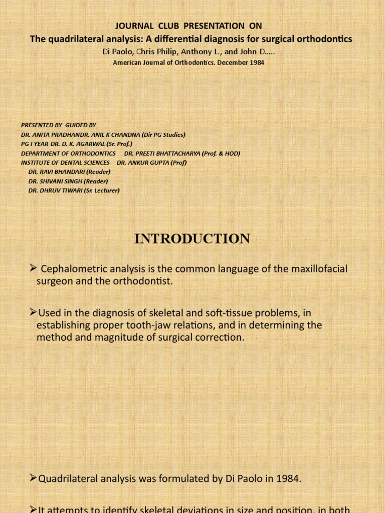 Quad analysis: A differential diagnosis for surgical orthodontics | PDF ...