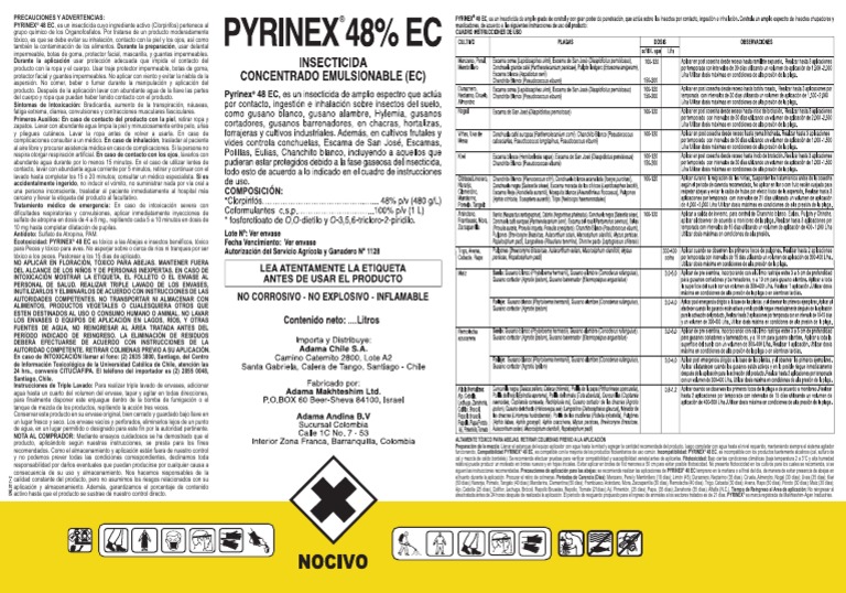 Pyrinex 48 Ec Etiqueta | PDF | Agua