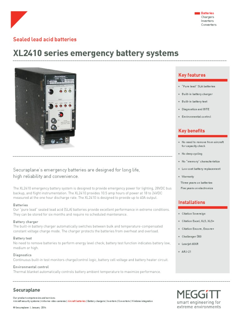 XL2410 Series Emergency Battery Systems: Sealed Lead Acid Batteries ...
