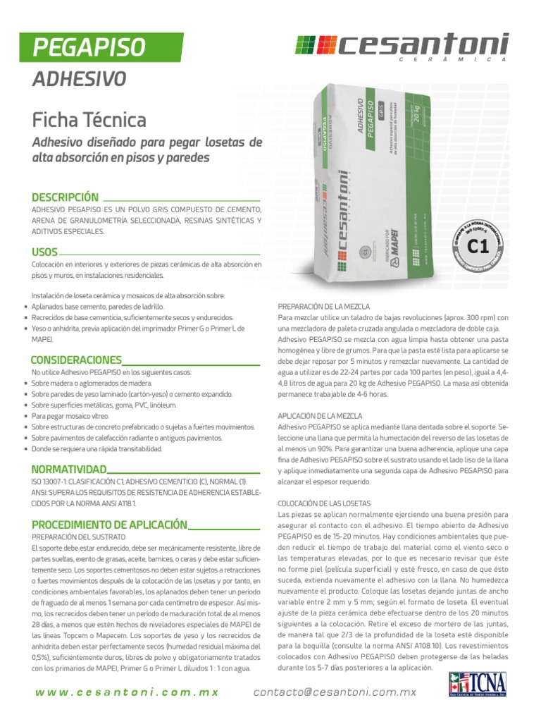 1 Pegapiso Cesantoni | PDF | Hormigón | Materiales