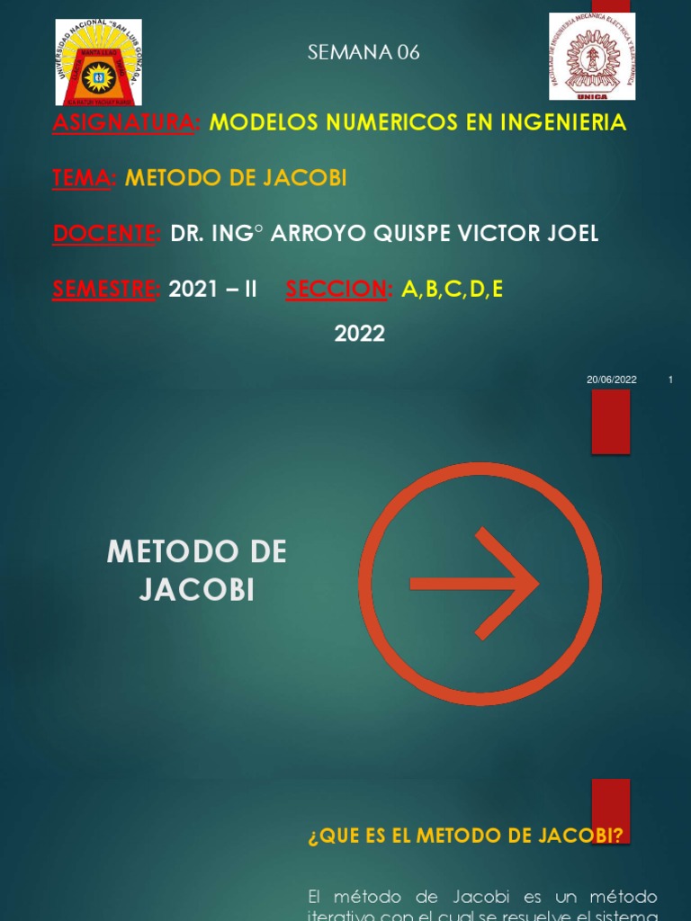 Sesion 06 - Metodo de Jacobi | PDF | Ecuaciones | Algoritmos