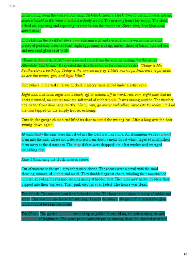 7 - There Will Come Soft Rains by Ray Bradbury | PDF | Young Adult