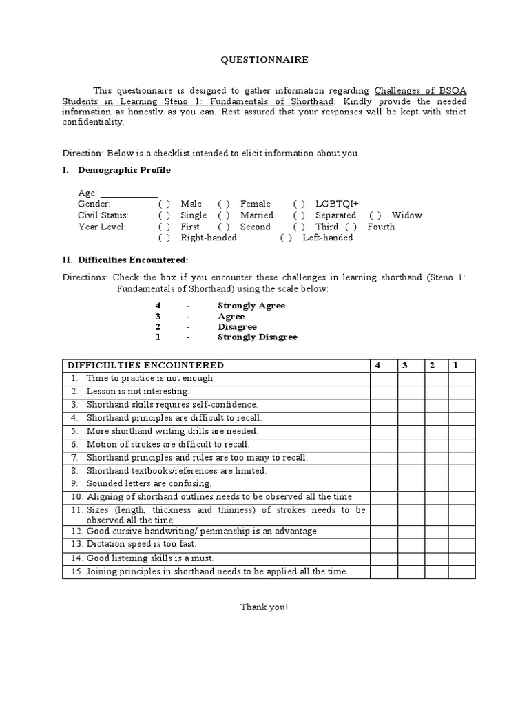 BSOA Student Steno Learning Challenges | PDF