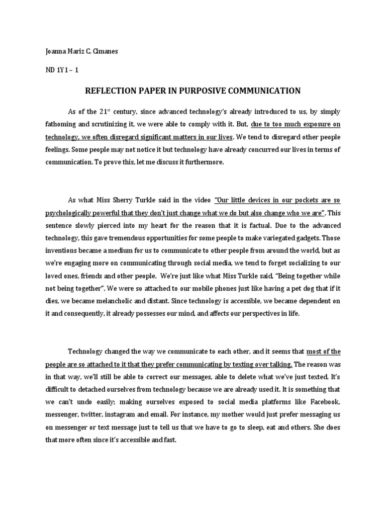 Reflection Paper in Purposive Communication | Download Free PDF ...