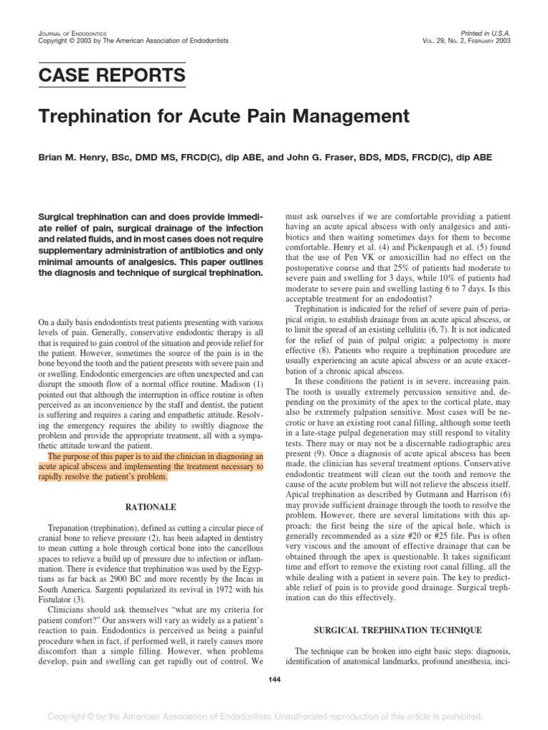 103. Trephination for Acute | Pain | Wound