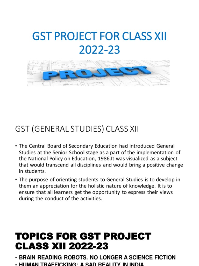 GST Project For Class Xii 2022-23 | PDF | Politics | Social Science